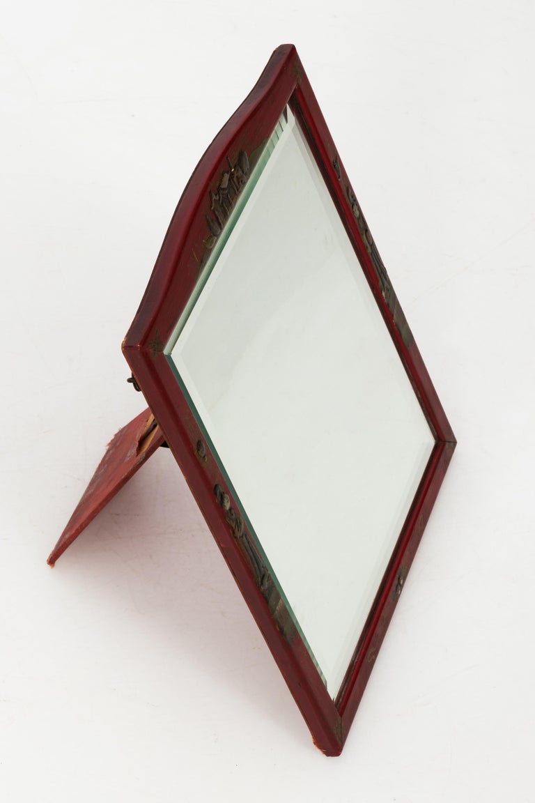 Chinoiserie Cinnabar Red Hand Painted Vanity Mirror For Sale at 1stDibs ...