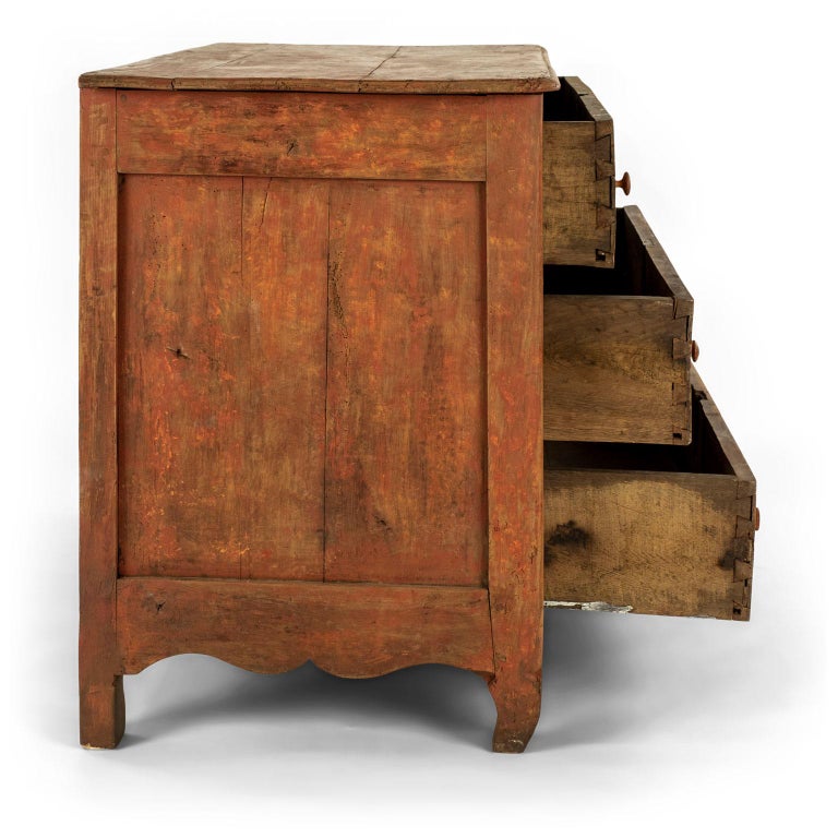 Orange Painted Rococo Commode For Sale at 1stDibs