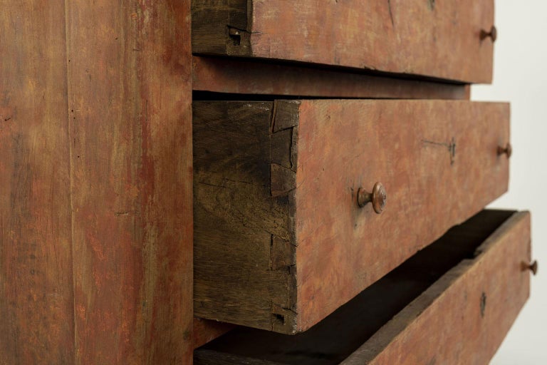 Orange Painted Rococo Commode For Sale at 1stDibs