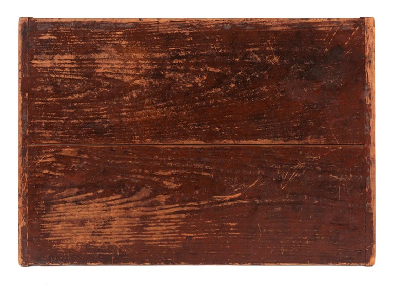 Red-Painted Splay Leg, Spade Foot, Tavern Table with Breadboard at 1stDibs
