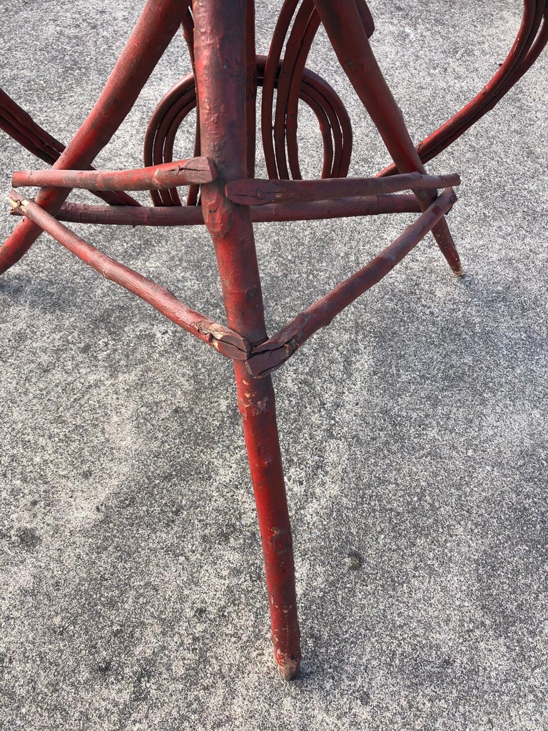 Red Painted Twig Rustic Adirondack End Side Table at 1stDibs