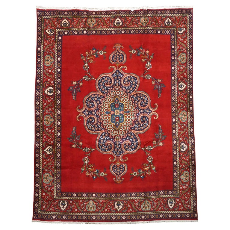 Red Persian Tabriz, circa 1940 For Sale at 1stDibs