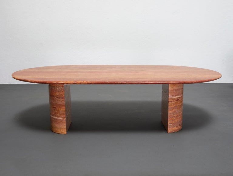 Red Persian Travertine Coffee Table, Italy, 1970-80 For Sale at 1stDibs