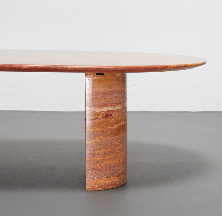 Red Persian Travertine Coffee Table, Italy, 1970-80 For Sale at 1stDibs