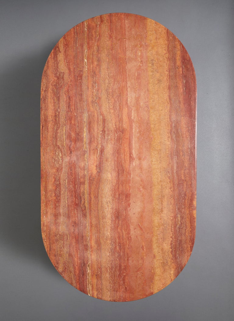 Red Persian Travertine Coffee Table, Italy, 1970-80 For Sale at 1stDibs