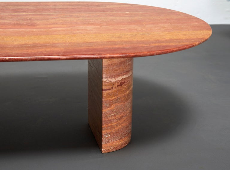 Red Persian Travertine Coffee Table, Italy, 1970-80 For Sale at 1stDibs