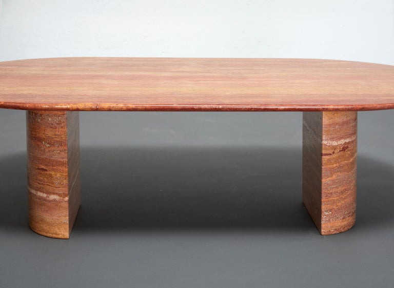 Red Persian Travertine Coffee Table, Italy, 1970-80 For Sale at 1stDibs