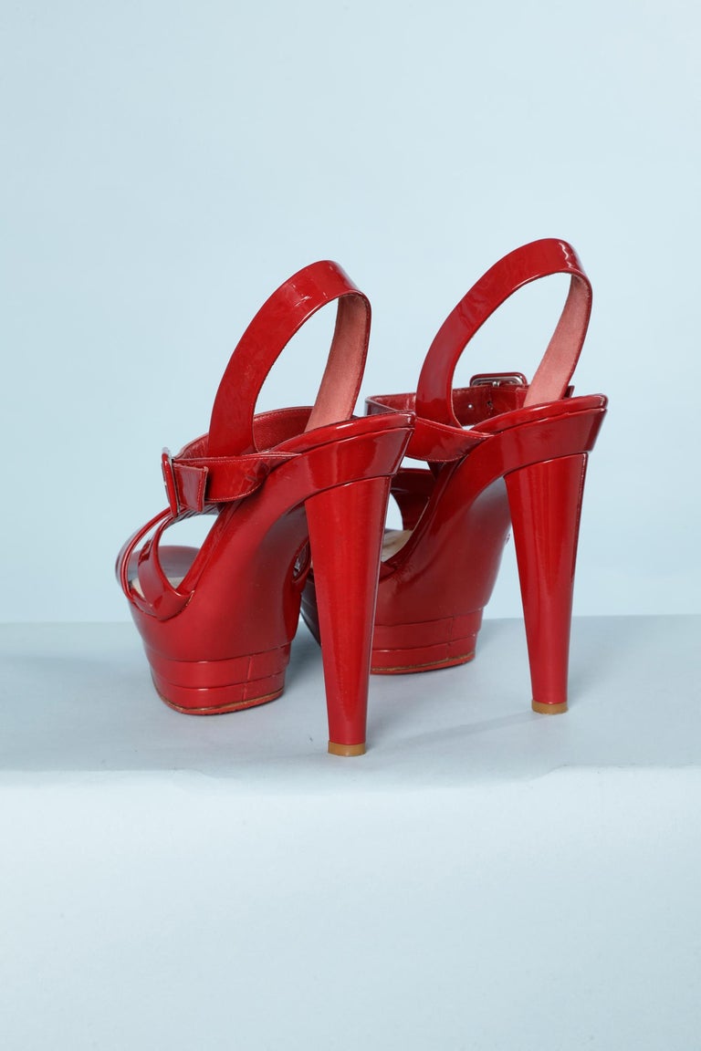 Red platform-sandals in patent calf Christian Louboutin For Sale at 1stDibs