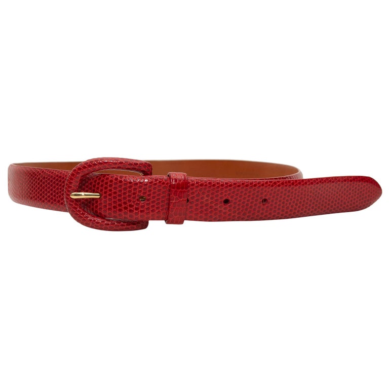 Red Ralph Red Lizard Skin Belt at 1stDibs