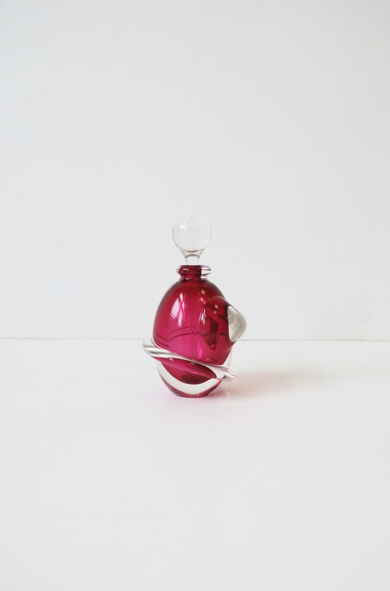 Red Raspberry Art Glass Perfume Vanity Bottle, Signed For Sale at 1stDibs