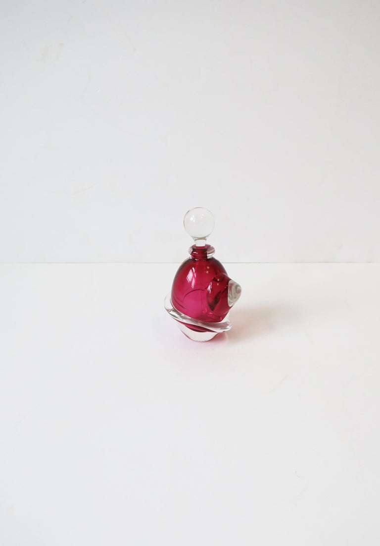 Red Raspberry Art Glass Perfume Vanity Bottle, Signed For Sale at 1stDibs