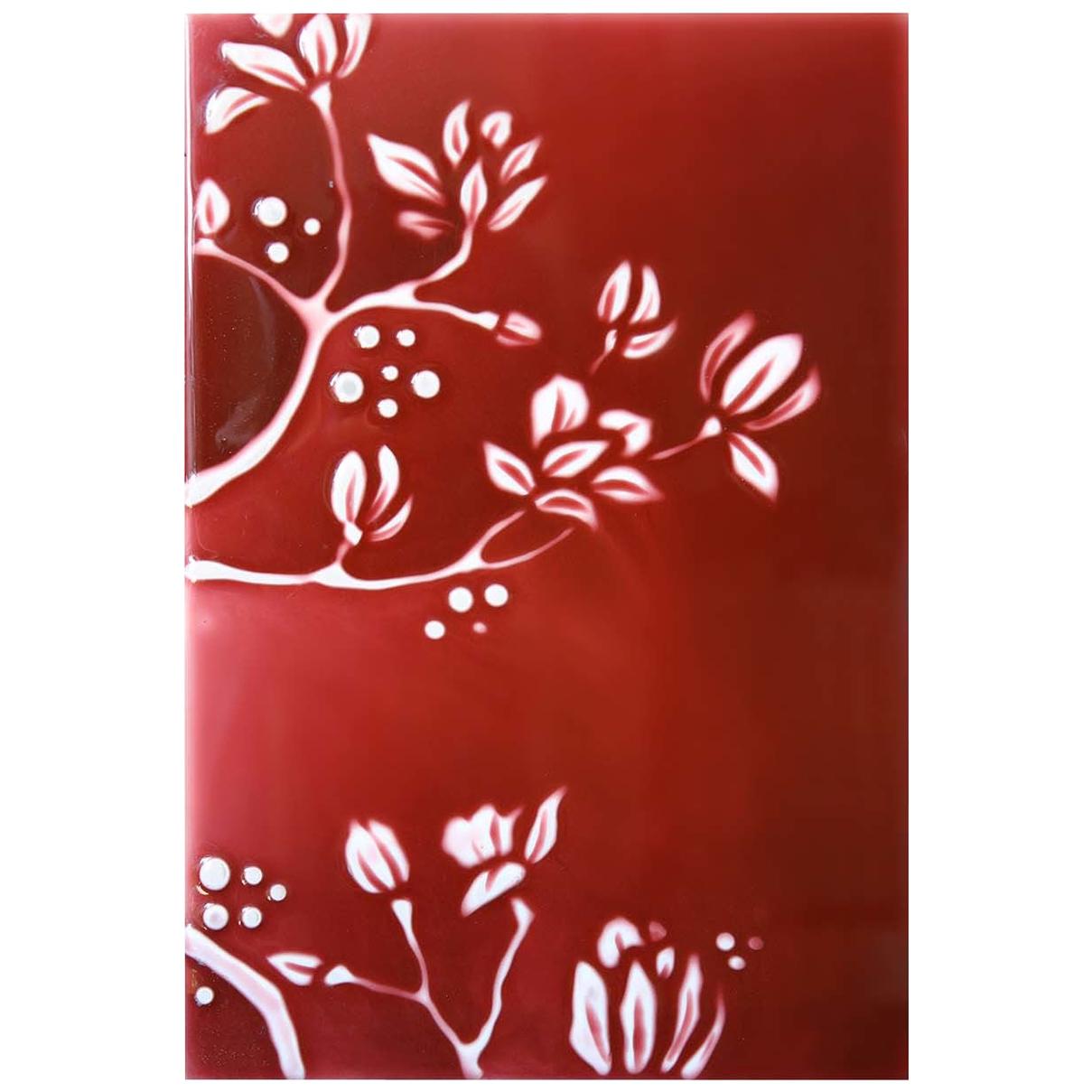 Incredible Set of 4 Red Chinoiserie Panels with Mother of Pearl Relief ...