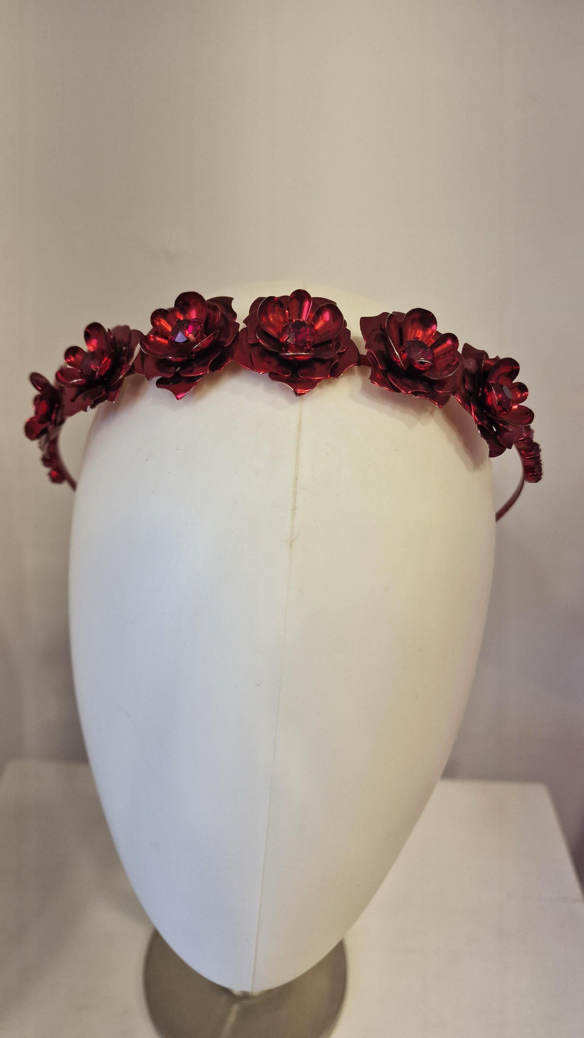 Red roses headband For Sale at 1stDibs
