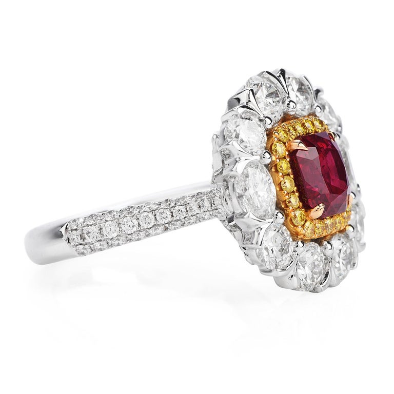 Red Ruby Fancy Diamond 18 Karat Gold Cocktail Ring For Sale at 1stDibs