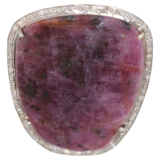 Red Sapphire Diamond Ring For Sale at 1stDibs