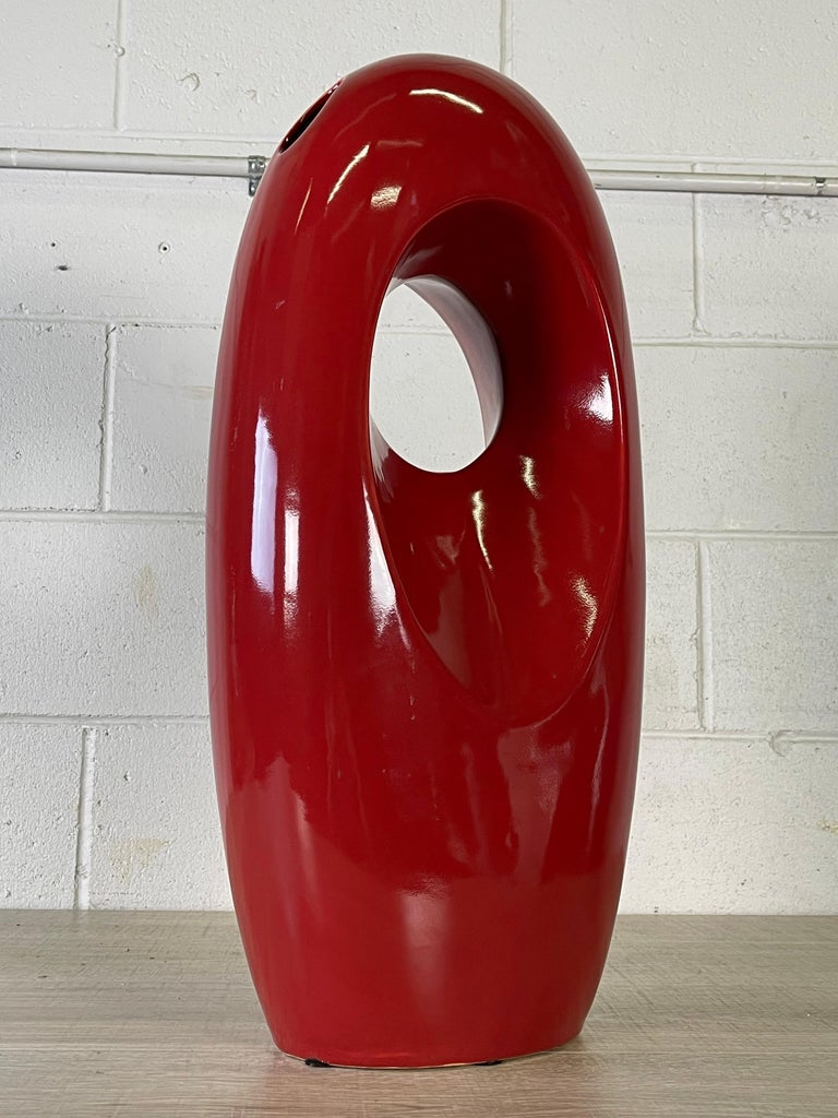 Red Sculptural Ceramic Vase For Sale at 1stDibs