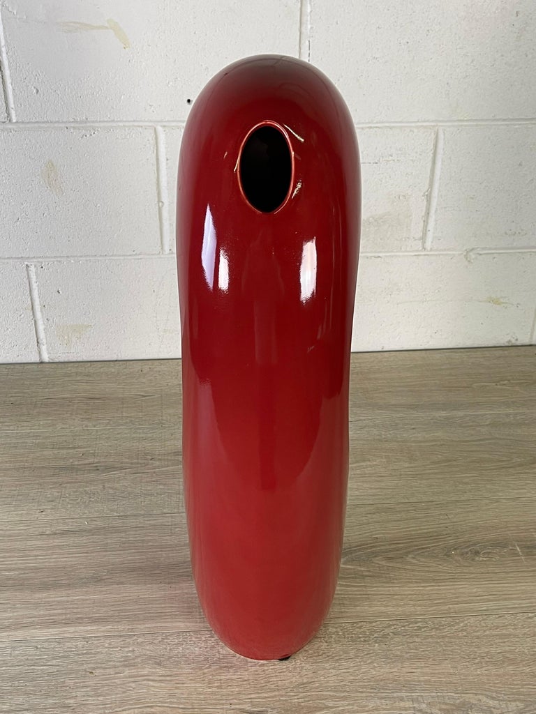 Red Sculptural Ceramic Vase For Sale at 1stDibs