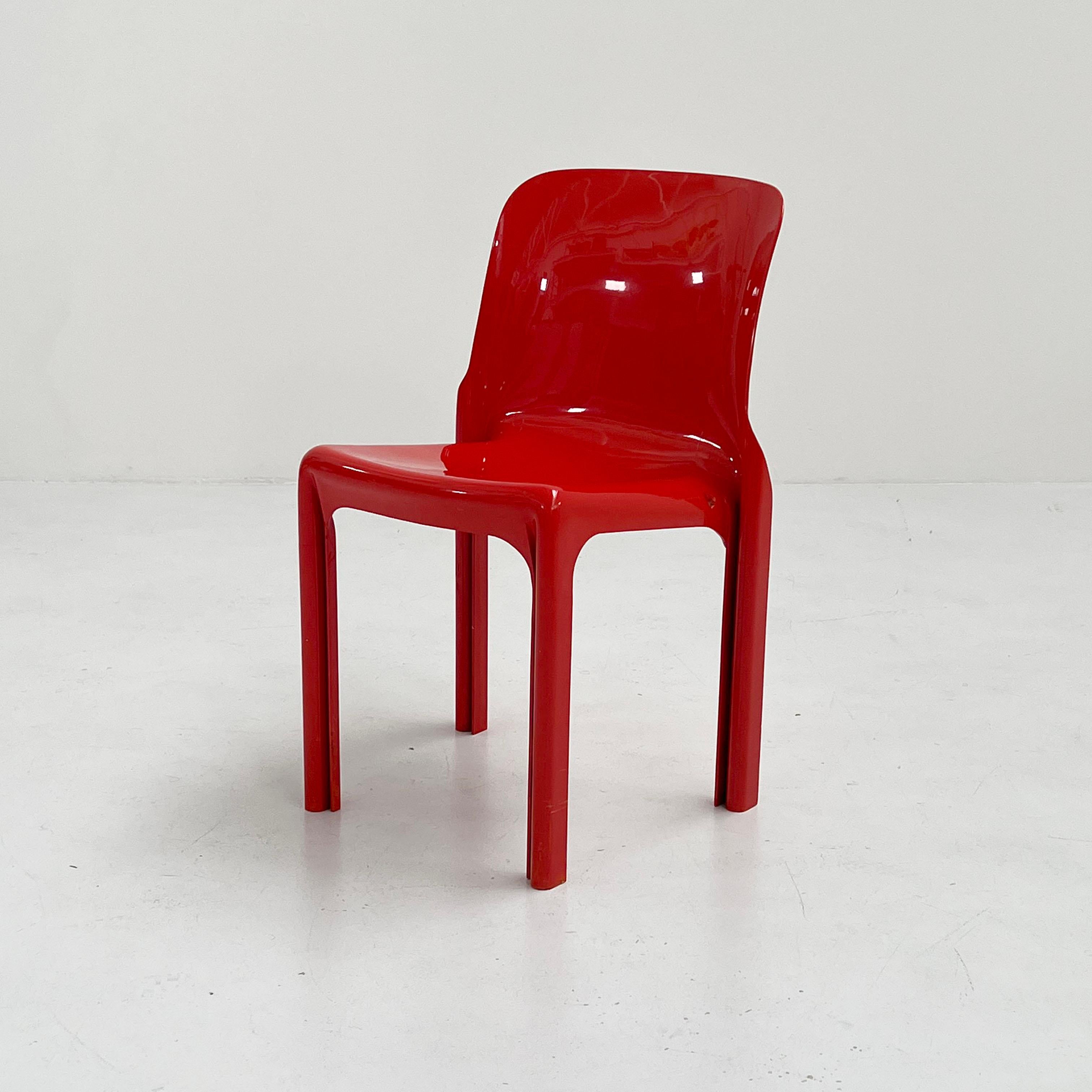 Red Selene Chair by Vico Magistretti for Artemide, 1970s at 1stDibs
