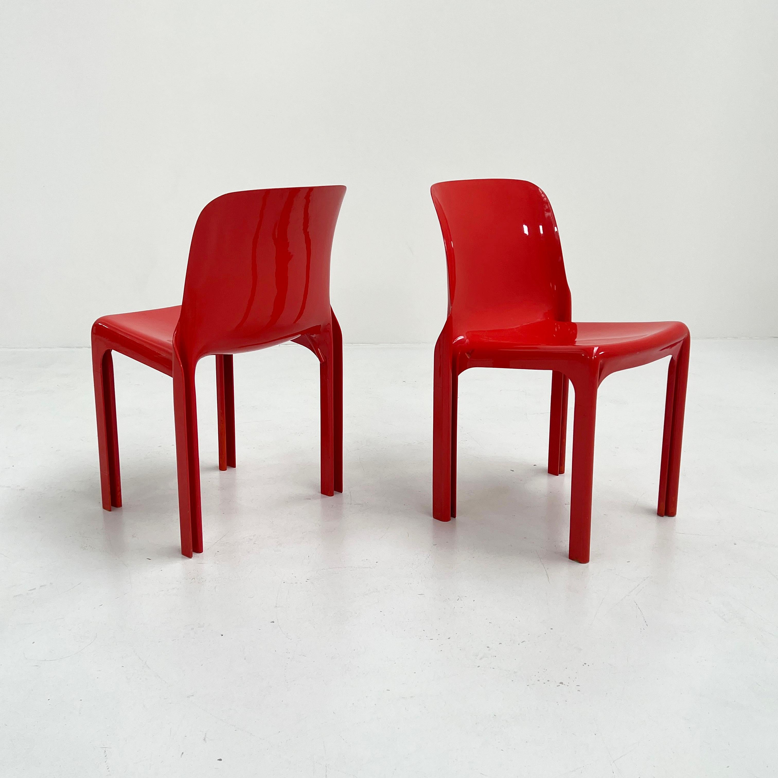 Red Selene Chair by Vico Magistretti for Artemide, 1970s at 1stDibs