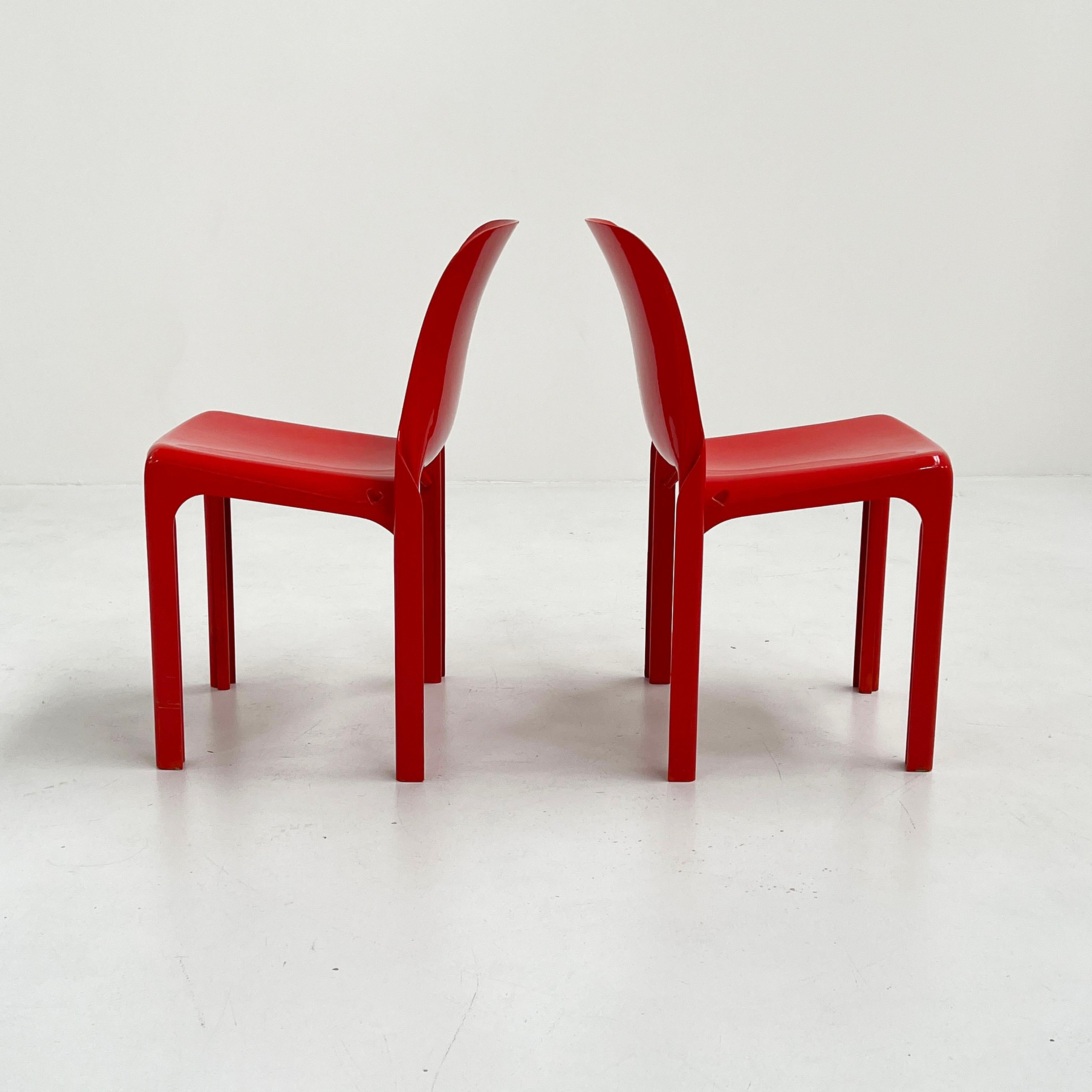 Red Selene Chair by Vico Magistretti for Artemide, 1970s at 1stDibs