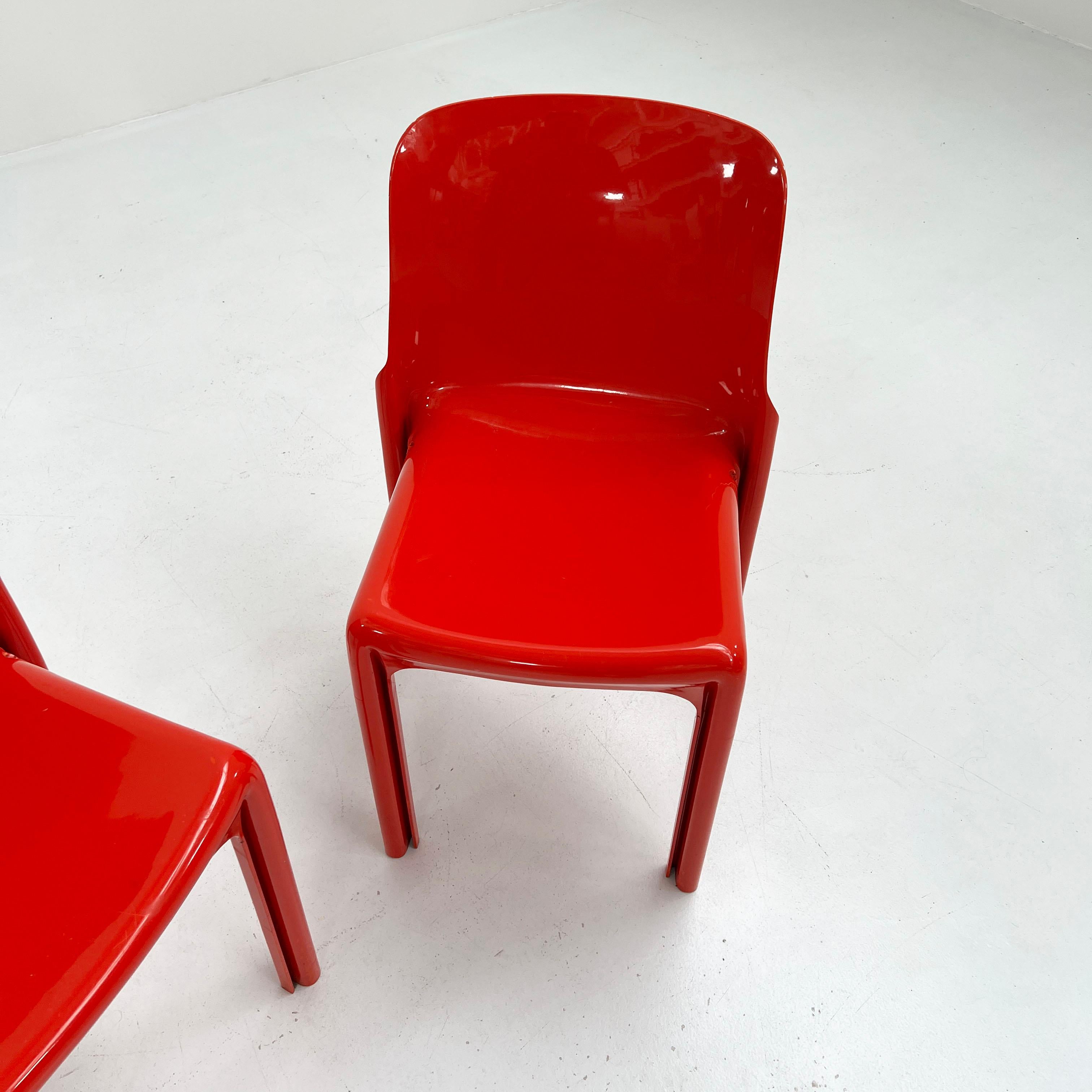 Red Selene Chair by Vico Magistretti for Artemide, 1970s at 1stDibs