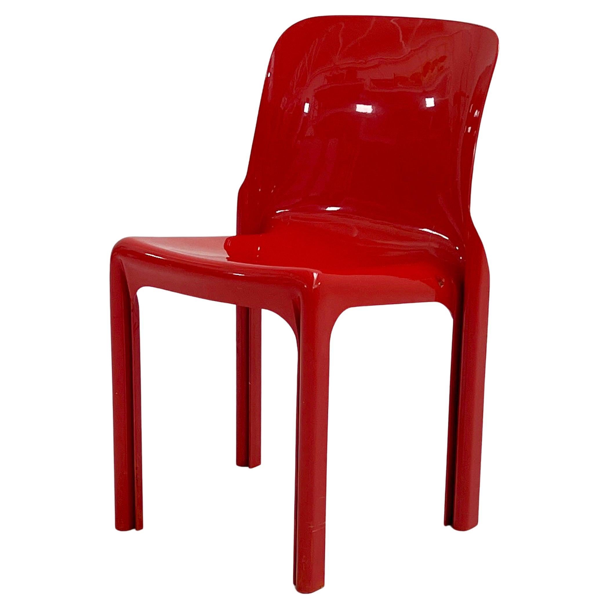 Red Selene Chair by Vico Magistretti for Artemide, 1970s at 1stDibs