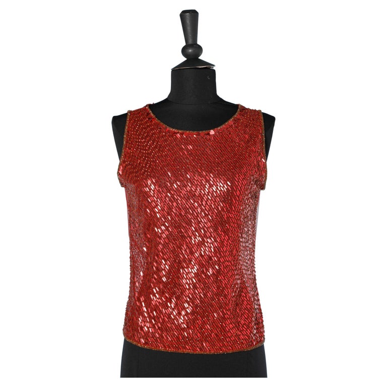 Red sequin tank top Luisa Spagnoli at 1stDibs