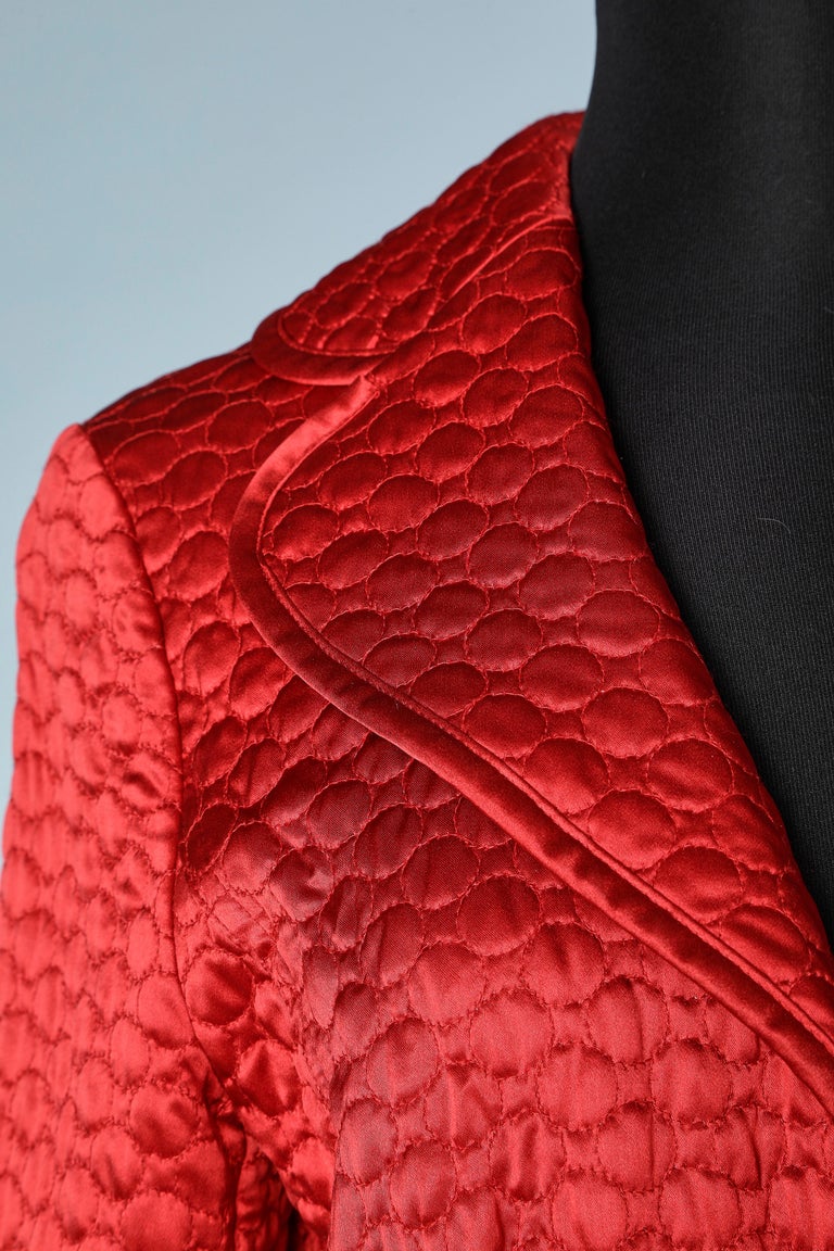 Red silk quilted and top-stitched jacket with rhinestone buttons Escada ...