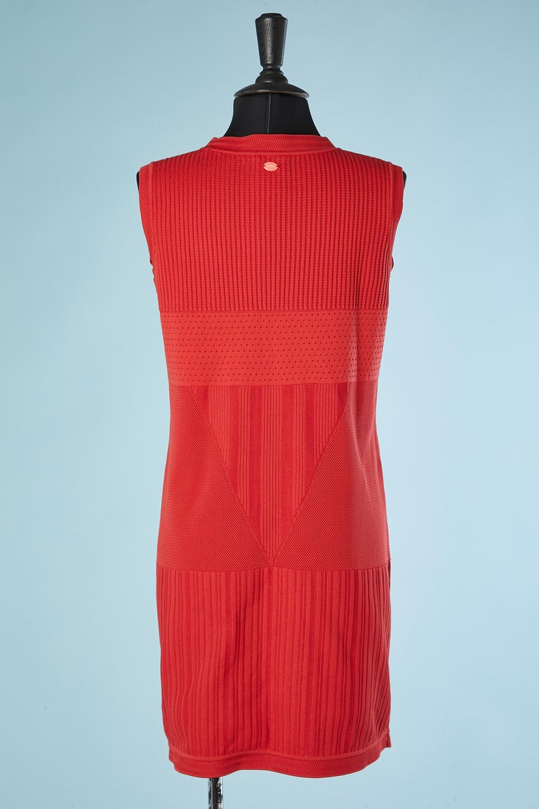 Red sleeveless dress in "technical" knit Chanel For Sale at 1stDibs