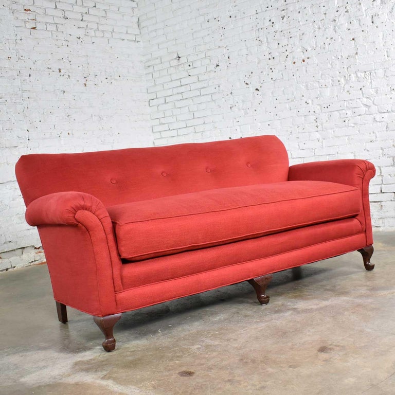 Red Smaller Size Lawson Sofa with Rolled Arms Down Bench Seat and Tight ...