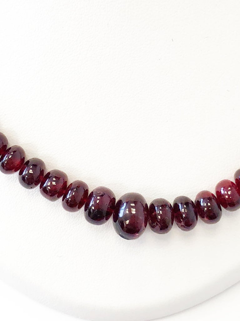 Red Spinel Beads with White Diamond Net Style Clasp in 18 Karat Yellow ...