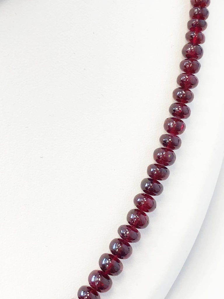 Red Spinel Beads with White Diamond Net Style Clasp in 18 Karat Yellow ...