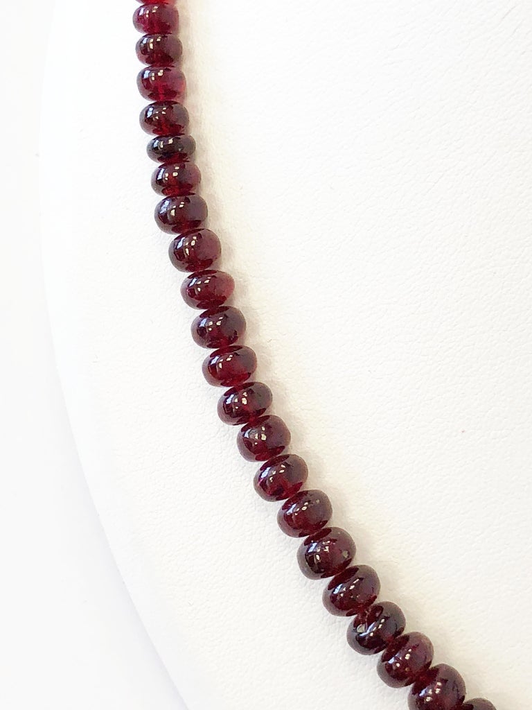 Red Spinel Beads with White Diamond Net Style Clasp in 18 Karat Yellow ...