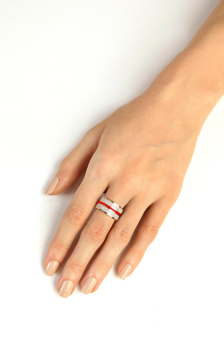 Red String Double Ring in 18K Yellow Gold For Sale at 1stDibs
