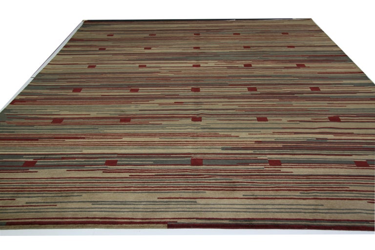 Red Stripe Tibetan Design Area Rug For Sale at 1stDibs