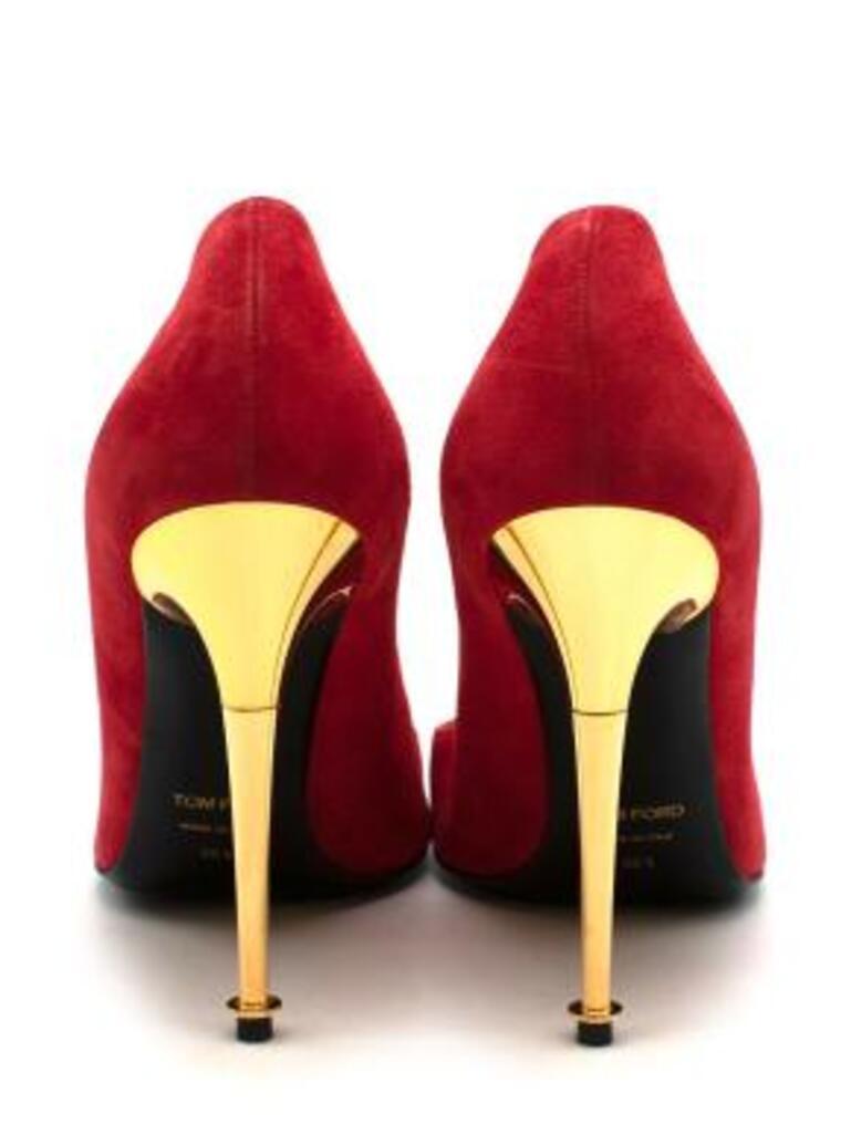 Red Suede Pointed Toe Shoes with Gold Heel For Sale at 1stDibs | red ...
