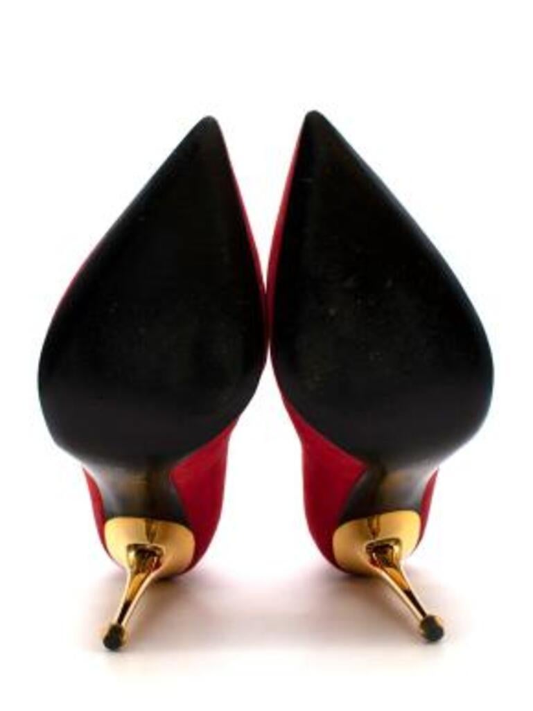 Red Suede Pointed Toe Shoes with Gold Heel For Sale at 1stDibs | red ...
