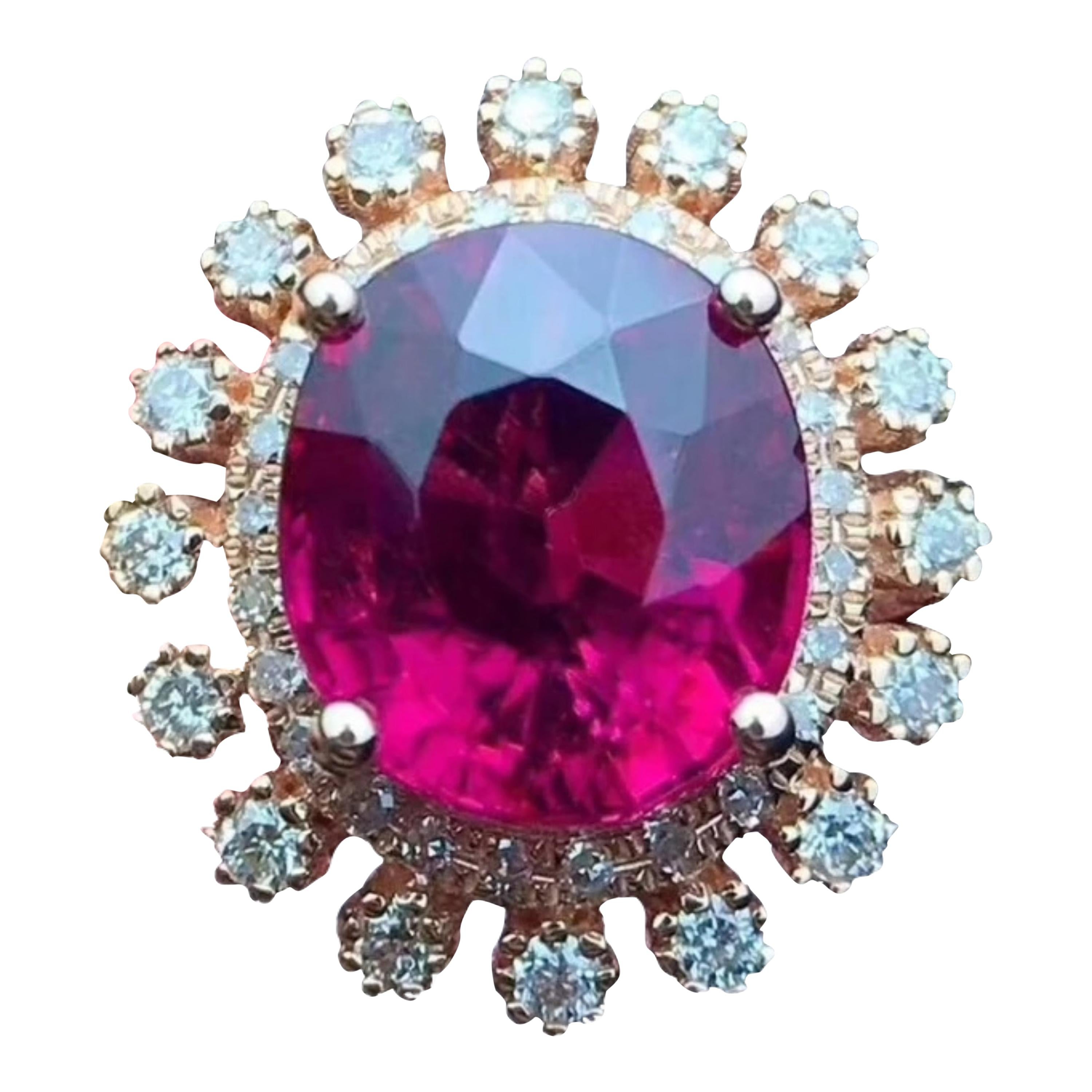 William Lowe 18 Karat Yellow Gold Red Enamel and Citrine Oval Cabachon ...