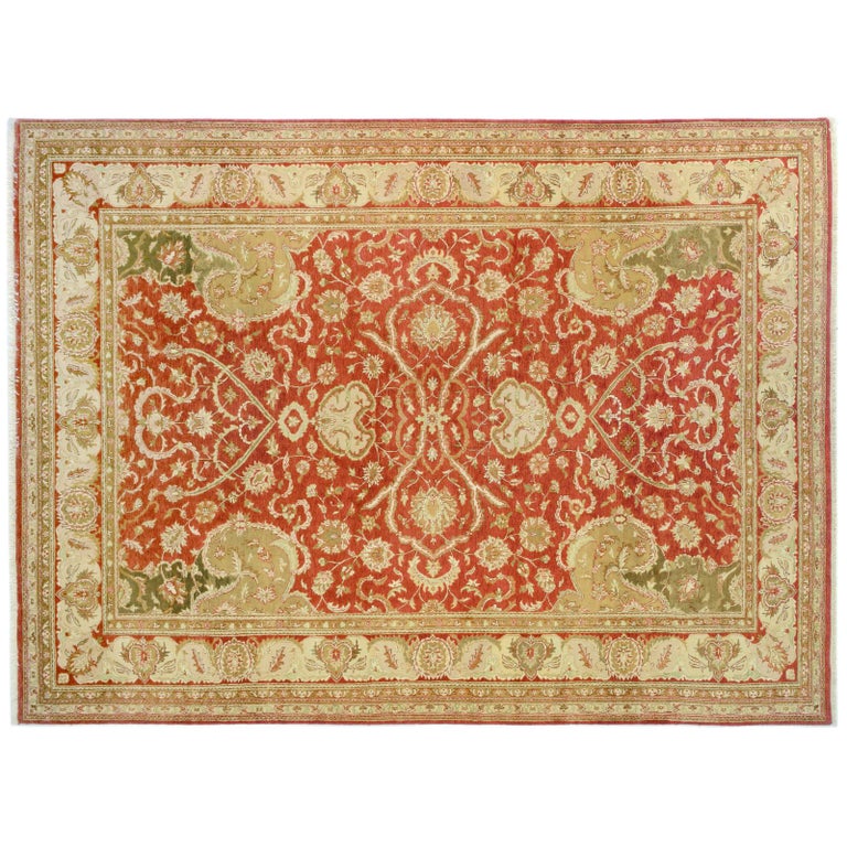 Red Traditional Style Indian Wool Area Rug For Sale at 1stDibs