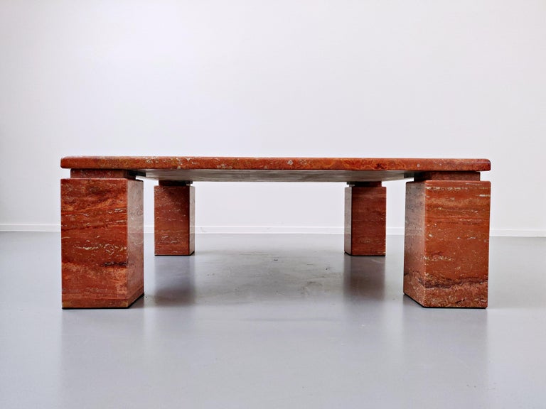 Red Travertine Coffee Table at 1stDibs