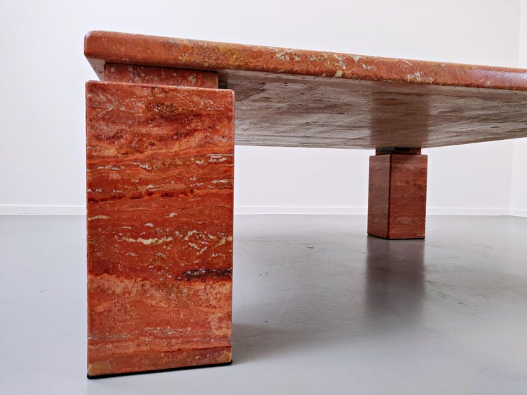 Red Travertine Coffee Table at 1stDibs