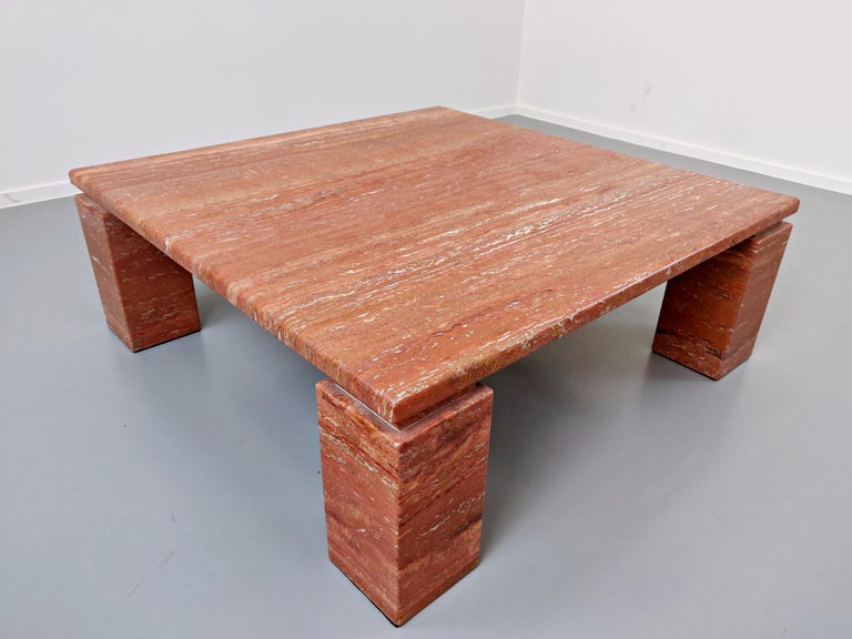 Red Travertine Coffee Table at 1stDibs