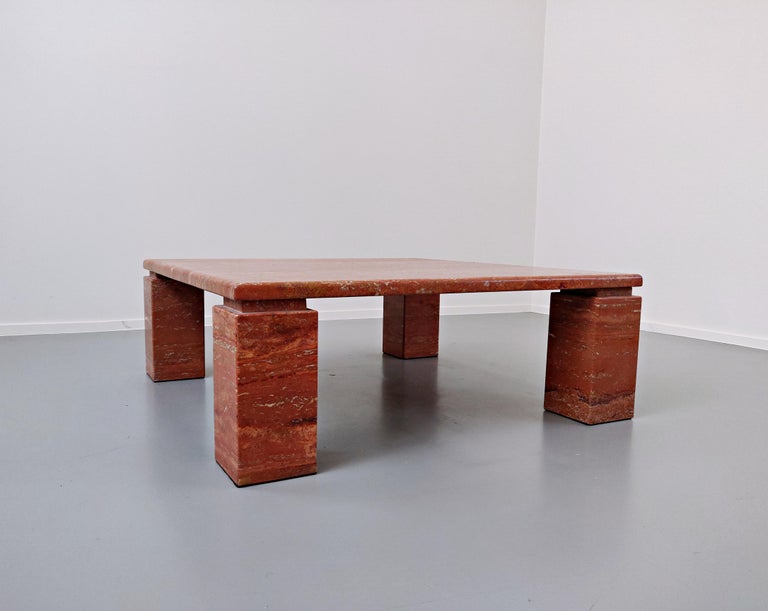 Red Travertine Coffee Table at 1stDibs