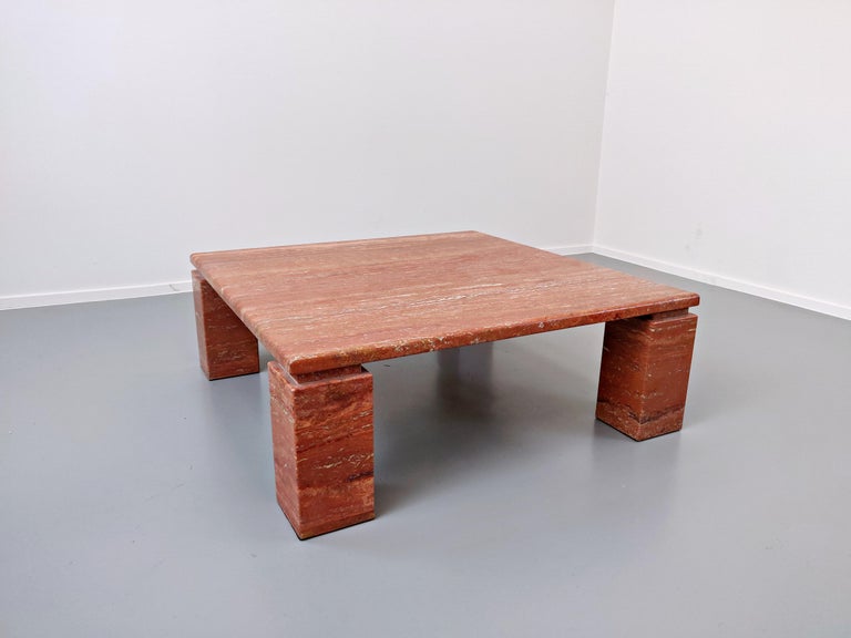 Red Travertine Coffee Table at 1stDibs