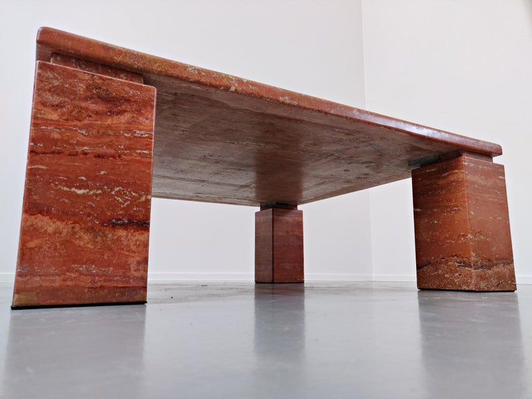 Red Travertine Coffee Table at 1stDibs