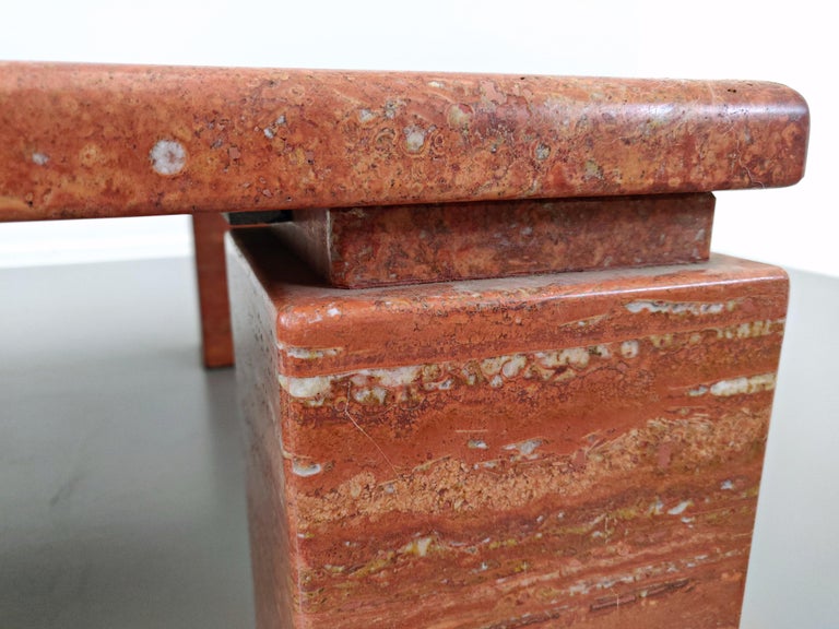 Red Travertine Coffee Table at 1stDibs