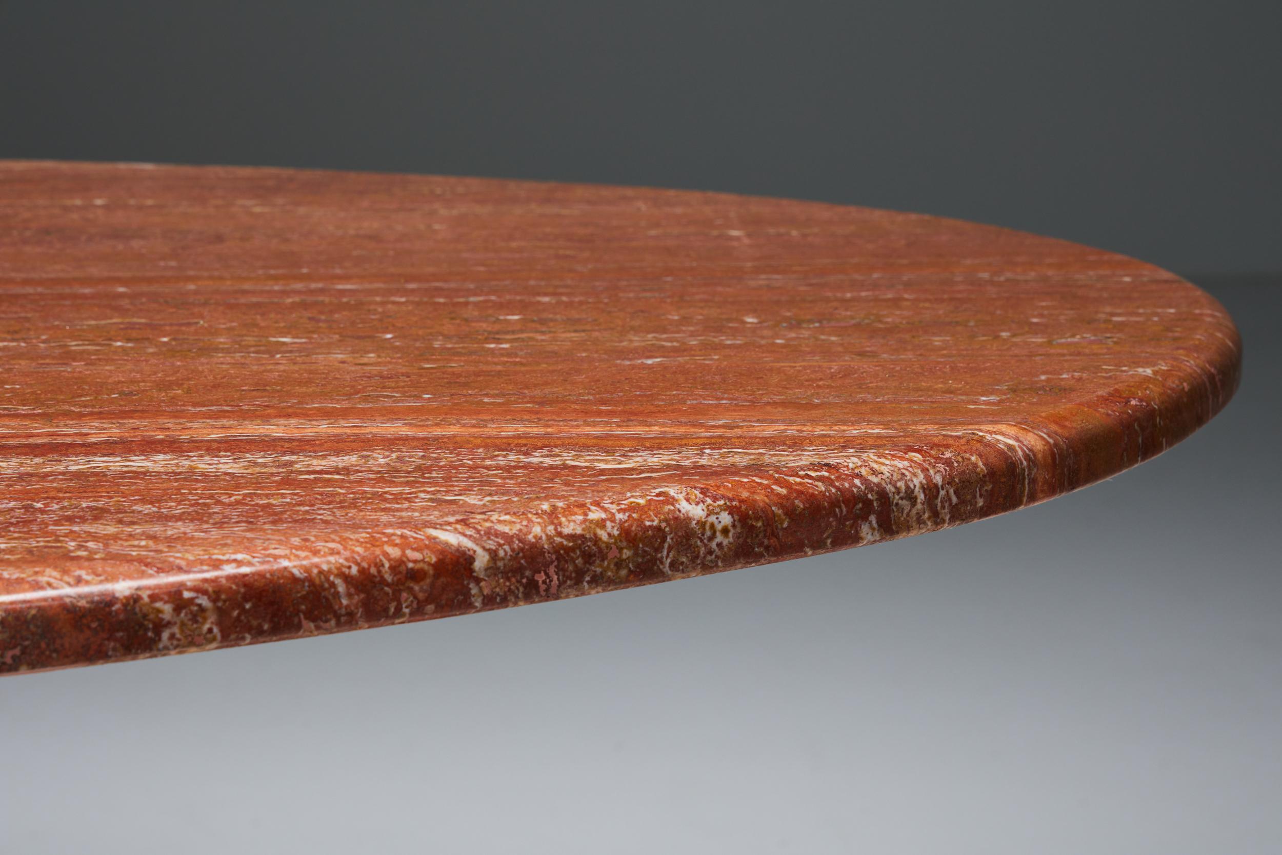 Red Travertine Dining Table, Italy, 1970s For Sale at 1stDibs