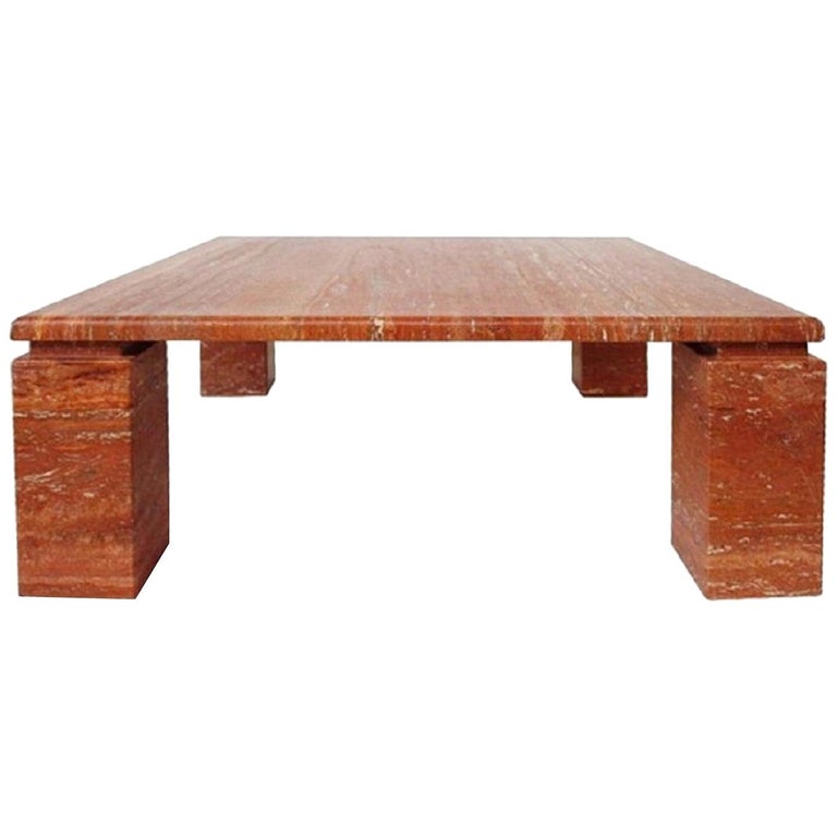 Red Travertine Square Coffee Table at 1stDibs