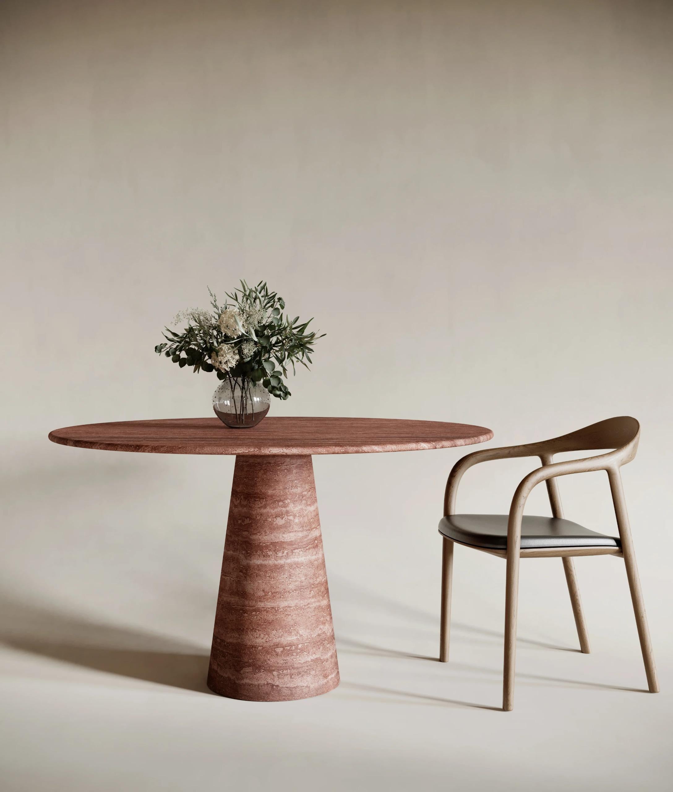 Red Travertine Stone Dining Table - Marble Round Table - Round Kitchen ...