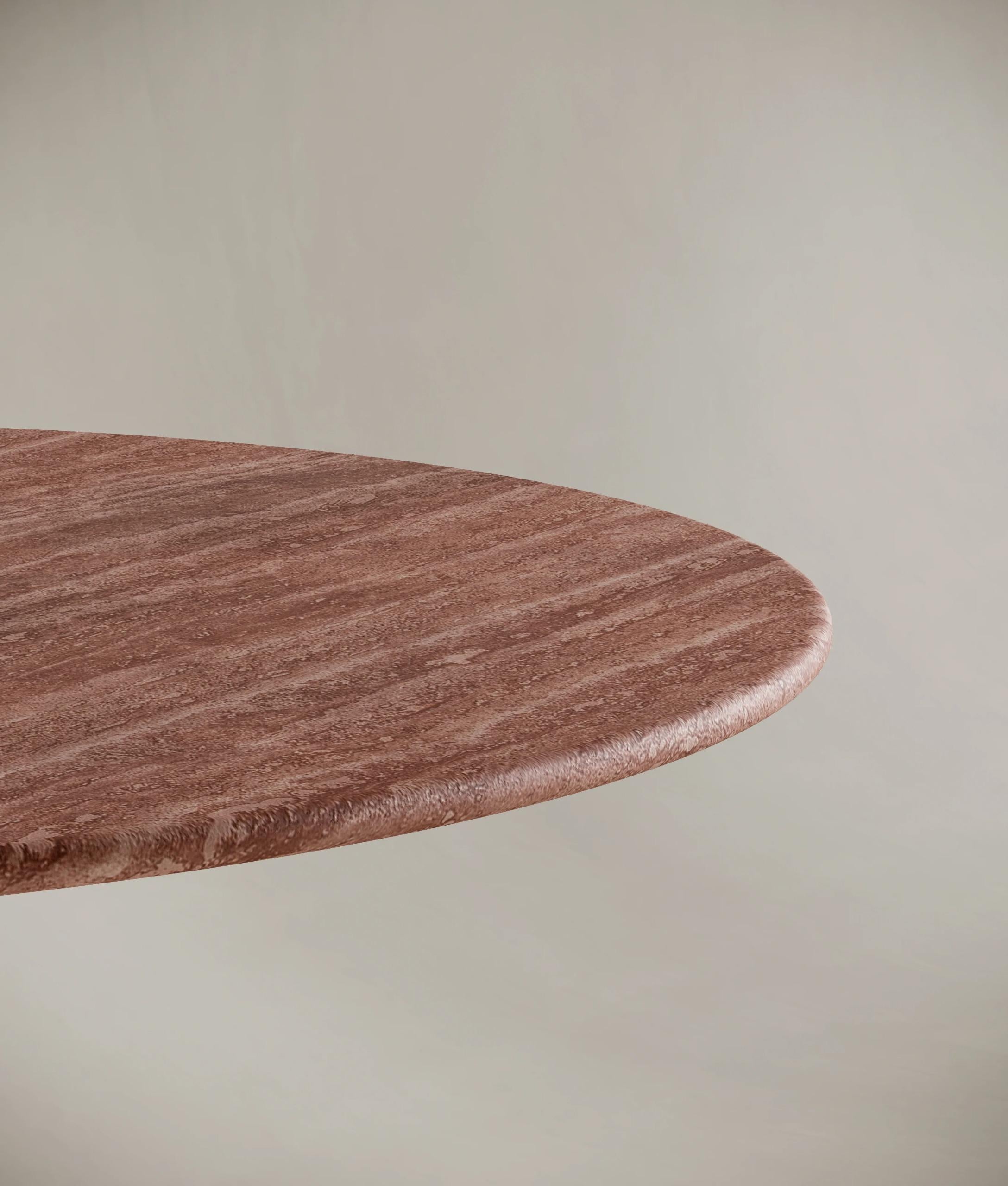 Red Travertine Stone Dining Table - Marble Round Table - Round Kitchen ...